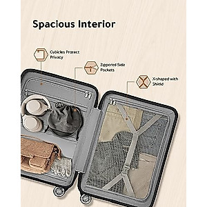 LUGGEX PC Carry On Luggage Sets 2 Piece - Hard Shell Expandable Suitcase Sets - 4 Metal Corner Hassle-Free Travel (Black Suitcase)