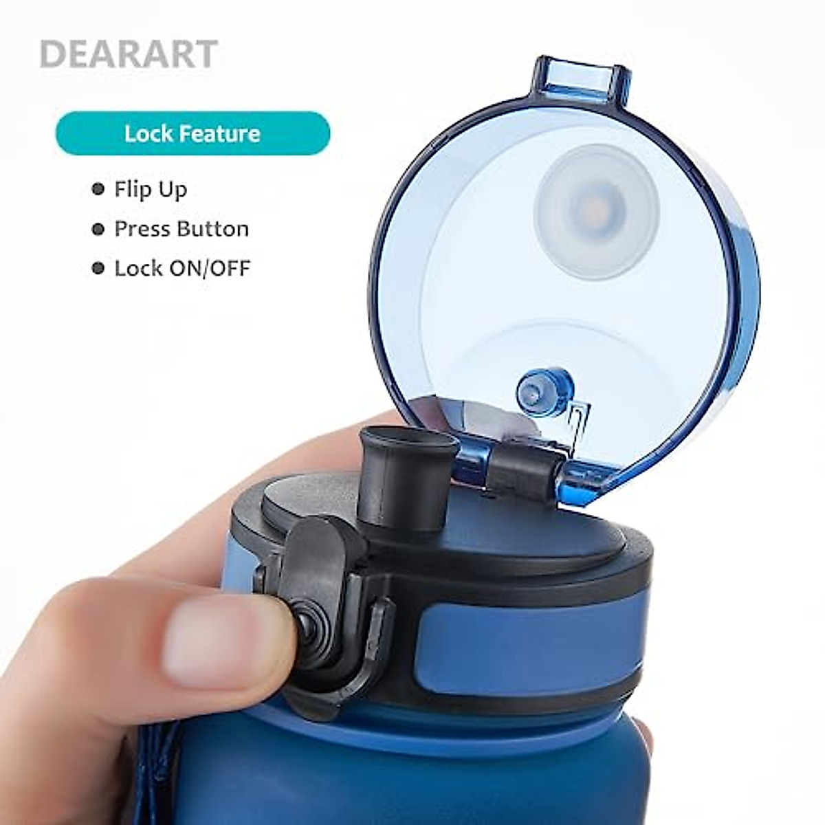 DEARART 32oz Blue-Mix Water Bottle With Motivational and Time Marker, BPA FREE Quick Drink Without Straw, Suit Sports Office Gym School ect.