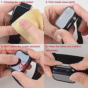 PZOZ Compatible for Apple Watch Series SE2 /6/5 /4 /SE 44mm Case with Screen Protector Accessories Slim Guard Thin Bumper Full Coverage Matte Hard Cover Defense Edge for iWatch Women Men GPS (Black)