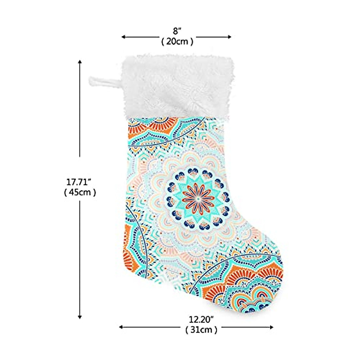 Kigai Christmas Stockings Ethnic Floral Bohemian Large Candy Stockings Stuffers Kids Cute Xmas Sock Decorations 2PCS for Home Holiday Party 12" x18"