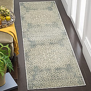 SAFAVIEH Constellation Vintage Collection 2' x 3' Light Blue/Multi CNV751 Modern Viscose Accent Rug