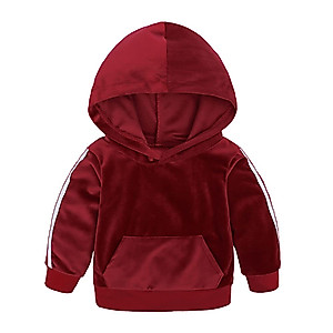 MYGBCPJS Boys Girls 2 Pcs Velour Tracksuit Sweatsuit Toddler Kids Long Sleeve Pullover Hoodie + Elastic Waist Sweatpants Set