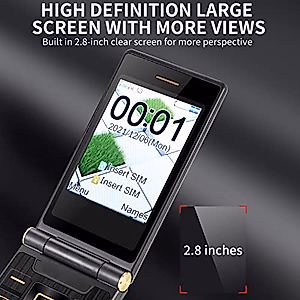 Zyyini Unlocked Flip Phone, 3 Inchs Big Buttons Big Fonts Flip Mobile Phone for Seniors, Dual SIM Card, Loud Volume Speaker, with LED Flashlight and SOS Emergency Calls, 5900mAh Battery(Tarnish)