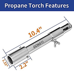 GONGYI GY80 Forge Furnace Burner 80000 BTU Propane Gas for Melting Smelting Heavy Duty Stainless Steel 304 with Regulator 0-20 PSIG