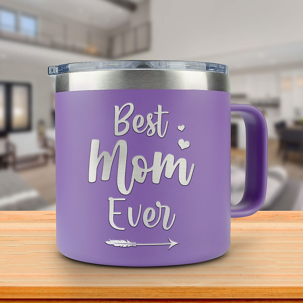 Hyturtle Best Mom Ever Coffee Purple Mug/Tumbler 14oz Gift For Women, Mothers Day Gifts For Mom From Daughter, Son, Kids - Birthday Gift Ideas For Mom - Christmas Gifts For Mom, Her, Wife