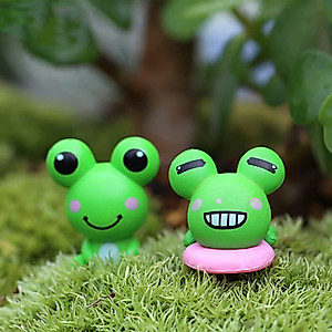 14 Pcs Mini Frogs and Lotus Leaf Easter Cupcake Toppers, Animals Model Fairy Garden Frog Miniature Figurines Moss Landscape DIY Terrarium Crafts Ornament Accessories Outdoor Decor