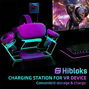 HiBloks Charging Station for Oculus Quest 2 & HiBloks Cooling Fan Face Cover for Meta/Oculus Quest 2 Accessories