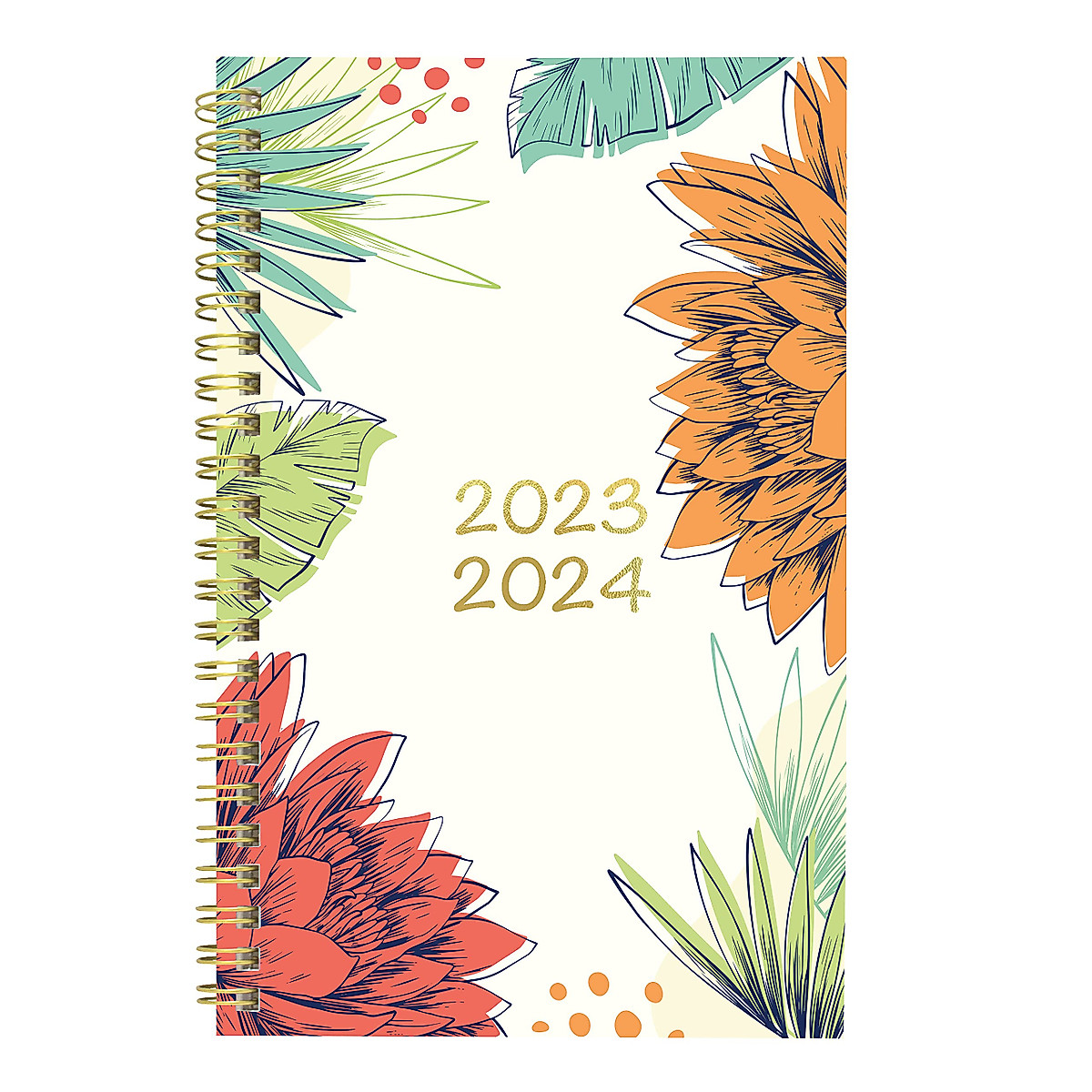 Blueline Essential Academic Weekly/Monthly Planner, 13 Months, July 2023 to July 2024, Gold Twin-Wire Binding, Poly Cover, 8" x 5", Tropical Design, Breeze (CA114PM.01-24)