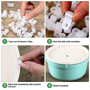 Vercraft 12 Pcs Dutch Oven Lid Protector Clips Replacement Plastic Clips for Stacking and Storage Plastic Bumpers for Display and Storage and Stacking of Dutch