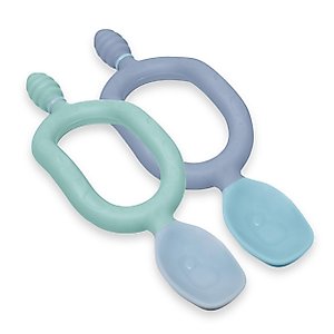 Bibado Dippit- Baby Led Weaning Spoon, BPA Free Baby Spoons Self Feeding 6 Months & Up, 2 Handed Baby Spoon with Loop Handle, Use as Toddler & Baby Training Spoon, Baby Led Weaning Supplies, 2 Pack