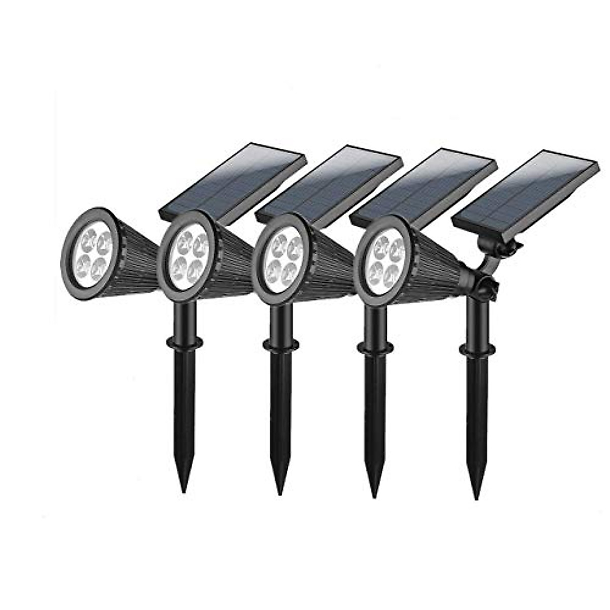 MTB Garden Solar Spotlights, 2-in-1 Colored Adjustable 4 LED Wall/Landscape Solar Lights with Automatic On/Off Sensor, 2 Pack