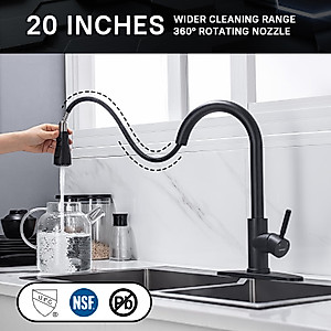 WEWE Black Kitchen Faucet, Kitchen Faucets with Pull Down Sprayer Commercial Stainless Steel Single Handle Single Hole Kitchen Sink Faucet for Farmhouse Camper Laundry Rv Bar