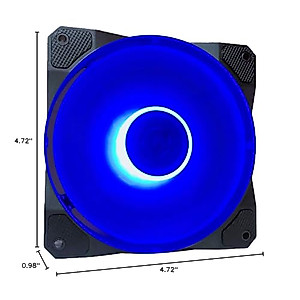 Apevia CO512L-BL Cosmos 120mm Blue LED Ultra Silent Case Fan w/ 16 LEDs & Anti-Vibration Rubber Pads (5 Pk)