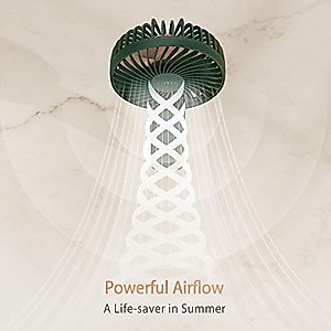 OUTXE Funme 5000mAh Handheld Fan Portable Cooling Fan USB Desk Fan Person Fan 4 Speed Settings for Outdoor Travel Green