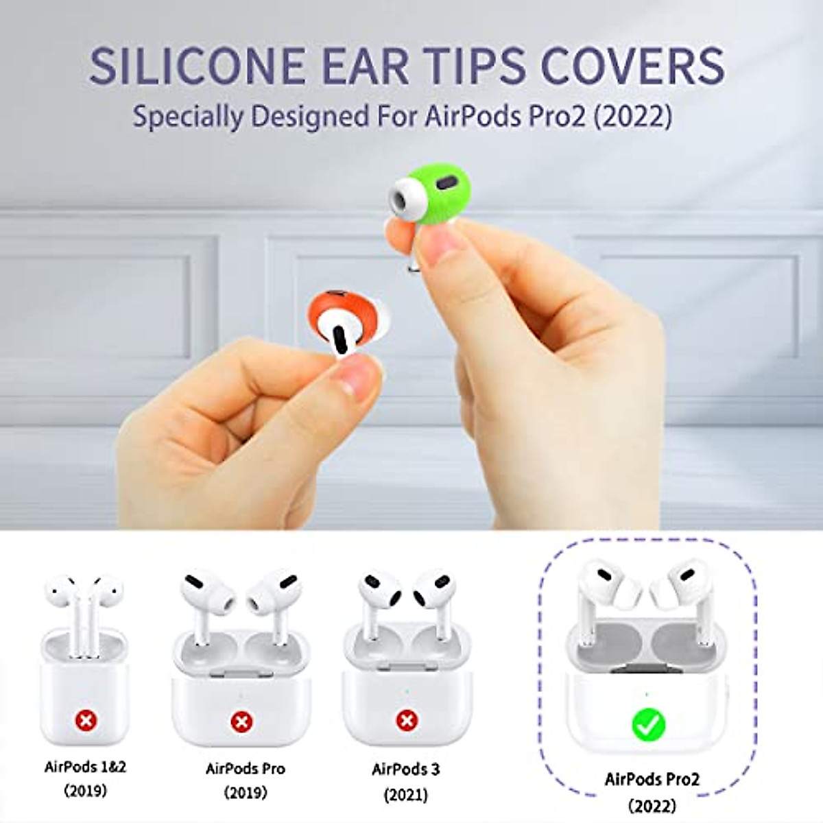 (5 Pairs) for AirPods Pro 2 Ear Tips Covers[Fit in The Charging Case], Silicone Anti-Slip Ear Tips Cover for AirPods Pro 2nd Generation 2022
