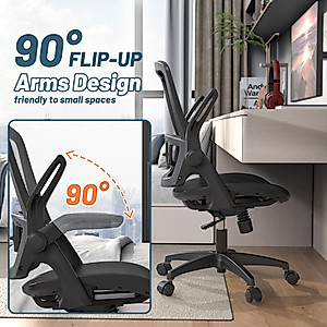 Mesh Seat Home Office Desk Computer Task Chair Comfortable with Height Adjustable Back Support Flip Up Arms Swivel Wheels for Adult Student