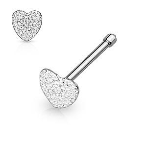 Forbidden Body Jewelry Rose Gold Nose ring, Gold Nose Stud, Nose Earrings, Rose Gold Nose Stud, Nose Piercing Studs, Surgical Steel 5mm Sparkly Heart Nose Stud (Silver Tone)