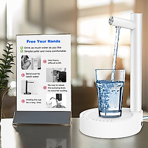 Desktop Water Dispenser, Yimidear Portable Electric Water Pump for 5 Gallon & Universal Bottles, Intelligent USB Charging Water Bottle Dispenser for Home, Office, Outdoor (White)