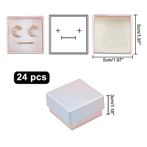 NBEADS 24 Pcs 5x5x3cm Cardboard JewelryBox, Kraft Paper Boxes Samll Box Square Colorful Ring Box Wedding Supplies Creative Candy Box Party Festivals Wedding Occasions