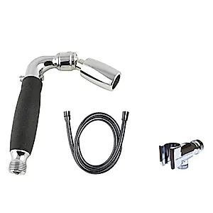 High Sierra Showerheads® - Solid Metal Handheld Shower Head Kit with Slip-Free Grip. Includes Handheld Shower Head, Trickle Valve, Hose with Silicone Inner Tube, and Holder. 1.5 GPM. Chrome