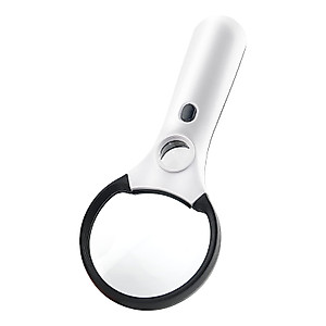 Magnifying Glass with Light,3X & 45X High Magnification,Magnifier Glass with 3 LED & 1 UV Light for Reading,Macular Degeneration,Jewelry,Coins,Inspection