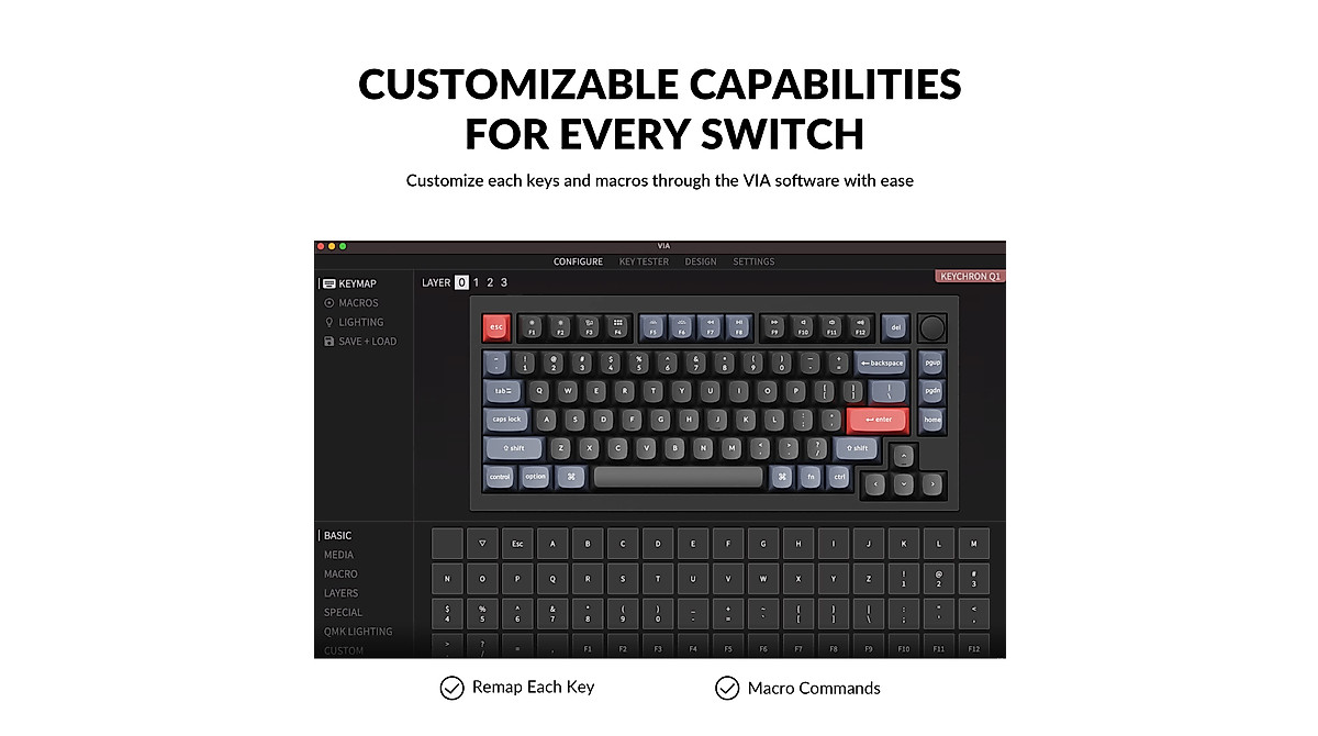 Keychron Q1 Wired Custom Mechanical Keyboard - 75% Layout