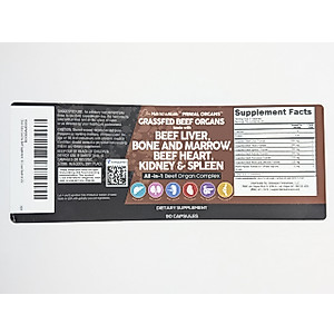 Clean Nutraceuticals Grass Fed Beef Liver Capsules - Premium Quality Supplement Packed with Desiccated, Beef Heart, Beef Spleen, Beef Pancreas Plus Bone & Marrow Dao Enzyme Pills