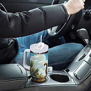 Slewiaeky Tumbler with Handle 40 oz Adorable Skinny Cat Travel Mug with Lid and Straw Pineapple Stainless Steel Vacuum Insulated Water Bottle Cup for Iced Tea Coffee Cold Beverages Cup Holder Friendl