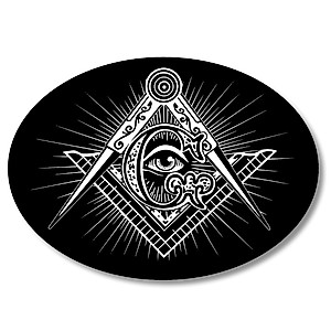 Freemason Mason Masonic Eye Illuminati Oval Car Truck Window Bumper Cup Cooler Laptop Vinyl Sticker Decal 4" Inches Long Side