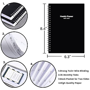 2024-2027 Monthly Planner/Calendar - 3 Year Monthly Planner 2024-2027, Jul 2024 - Jun 2027, 6.3" x 8.4", 36 Monthly Planner with Tabs, 30 Notes Pages, Double-side Pocket, Holidays