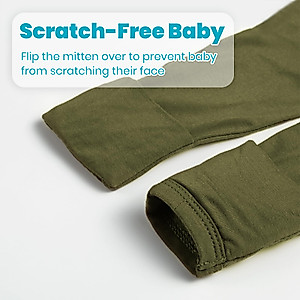 Newborn Baby Knotted Gown, Super Soft Silky Infant Long Sleeve Sleeper for Baby Girl and Boy Sleeping Bag with Mittens and Hat Set (Extra Long)