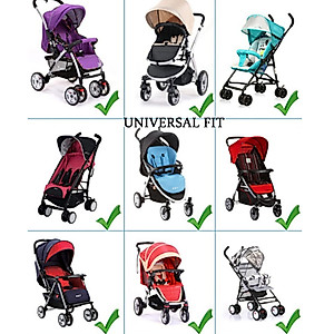 Universal Stroller Sun Cover UV Protection Baby Stroller Sun Shade Adjustable Buggy Sun Rain Shade Blackout Canopy Cover Pushchair Sunblock Cover for Travel Park Zoo(Cover only)