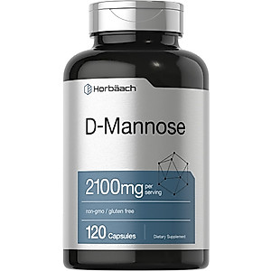 Horbäach D-Mannose | 2100mg | 120 Capsules | Highest Potency | Non-GMO & Gluten Free Supplement