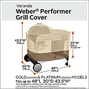Classic Accessories Veranda Water-Resistant 48 Inch BBQ Grill Cover for Weber Performer