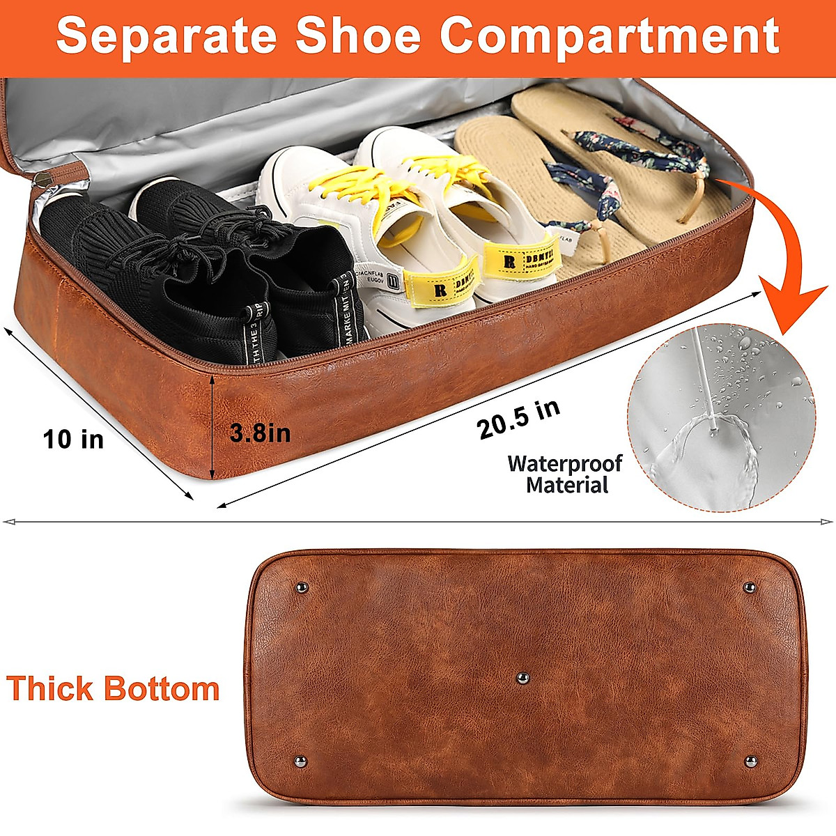 IBFUN Overnight Bags for Women, Large Travel Duffel garment Bag for Women with Shoes Compartment, Carry on Bag for Airplanes Men Leather Travel Business Essential Toiletry Gift 3Pcs