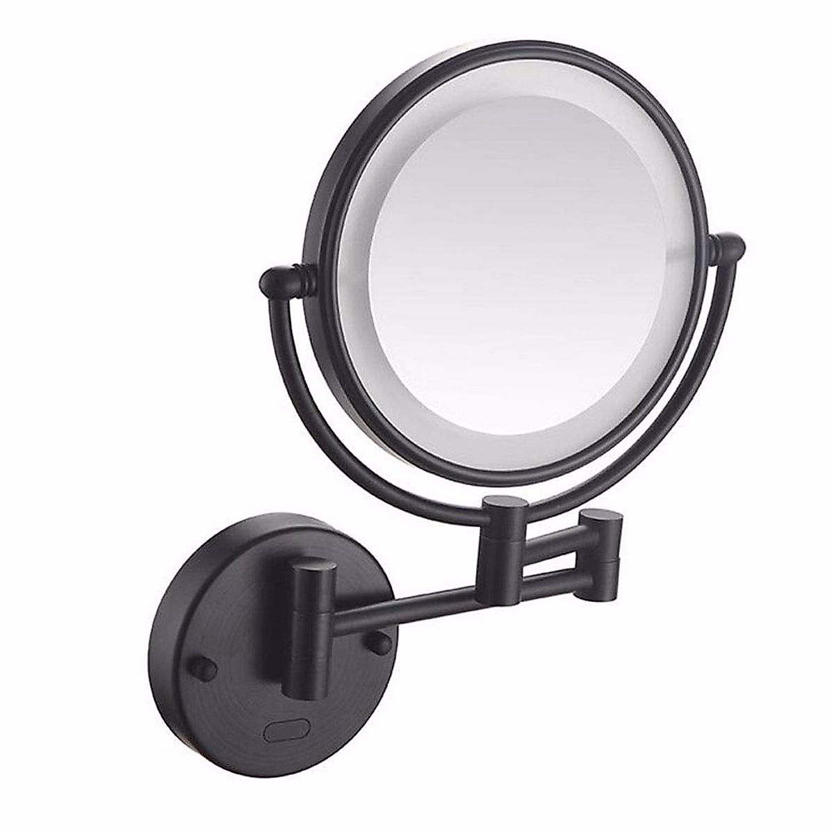 LLUCH 8inch Double-Sided LED Wall Mounted Bathroom Mirrors,Extendable Makeup Mirror Folding Beauty Mirror Round Shape,ORB Mirror