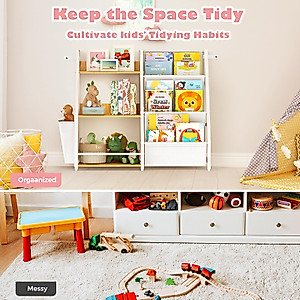 Maonlyking Kids Bookshelf and Toy Organizer, 3 Tier Bookshelf for Kids, Montessori Baby Toddler Bookshelf for Kids, Kids Bookcase, Toy Storage Organizer, for Playroom, Bedroom, Nursery