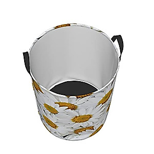 Laundry Basket,Yellow Daisies,Large Canvas Fabric Lightweight Storage Basket/Toy Organizer/Dirty Clothes Collapsible Waterproof For College Dorms-Large