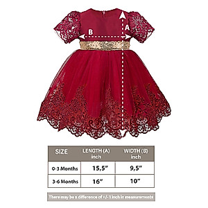 Lilax Baby Girl Newborn Lace Princess Wedding Party Dress Gown 4 Piece Deluxe Set 0-3 Months Red