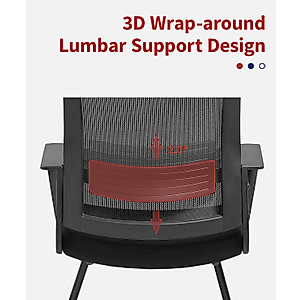 CLATINA Waiting and Guest Chairs for Conference Room with Lumbar Support and Mid Back Mesh Space Air Grid Series Black 1 Pack