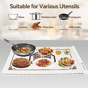 SHGMEET Electric Warming Tray, Food Warming Mat with 5 Temperature Adjusting & Time Settings, Silicone Food Heating Mat for Parities, Buffet, Travel, Daily Use