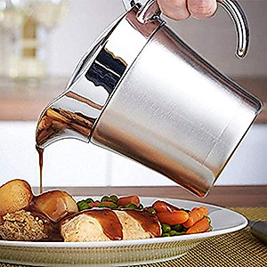 With Hinged Lid Insulated Gravy Boat (450ML/16 OZ) SU304 Stainless Steel Double Wall Gravy Warmer,Serving for Cream, Salad Dressing, Sauce