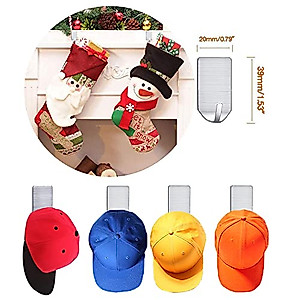 Small Adhesive Hooks Hat Hooks Organizer for Wall Stainless Steel Ultra Strong Wall Rack Hooks for Hanging Hats, Caps, Keys, Kitchen Utensils- Kitchen, Bathroom, Cabinet-20 Packs