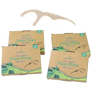 Odogwu Corn Starch Dental Floss Picks (200 Count),Eco Friendly,Sustainable,Zero Waste
