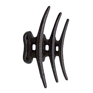 Brown Boat Cleat Cast Iron Wall Hooks, Wall Mounted for Hanging Coats, Purses, Towels, Hats, Beach Themed Wall Décor, Set of 3, 5.75 Inches High