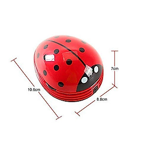 Aimeio Cute Portable Beetle Ladybug Mini Handheld Cordless Tabletop Crumb Sweeper Desktop Keyboard Dust Vacuum Cleaner,Battery Operated