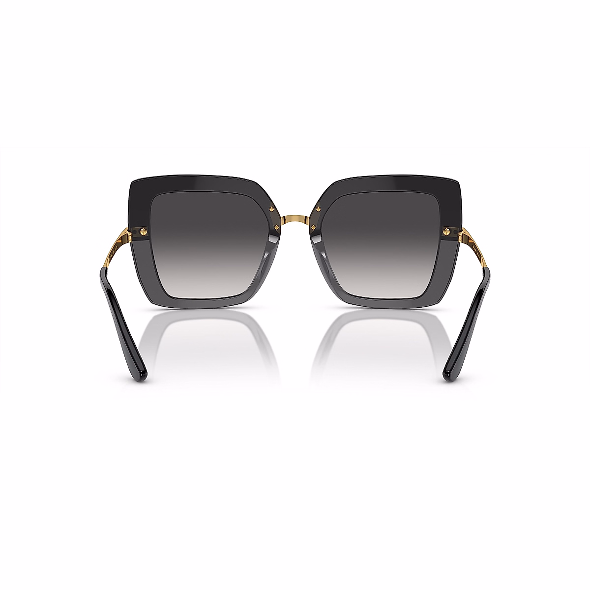 Dolce & Gabbana Modern Rectangular Prism with Arms Sunglasses, Top Black On Transparent Black, 52