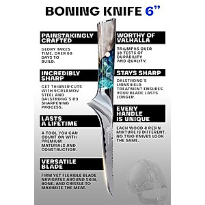 Dalstrong Boning Knife - 6 inch - Valhalla Series - 9CR18MOV HC Steel - Celestial Resin & Wood Handle - Fillet Knife, Meat Cutting, Carving, Bone, Trimming, Deboning - Kitchen Knife - Leather Sheath