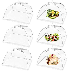 Mesh Food Covers Outdoor Masonda Pop-Up Food Tents(6 Pack) for Picnics/Grill/Party Outside Food Umbrella 100% Protection from Flies Reusable and Collapsible Net Cover 17×17 Inch