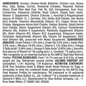 Blue Buffalo True Solutions Small & Mighty Natural Small Breed Adult Wet Dog Food, Chicken 5.5-oz cans (Pack of 24)